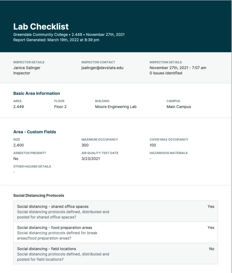 Safety Inspections EH&S Platform - CampusOptics