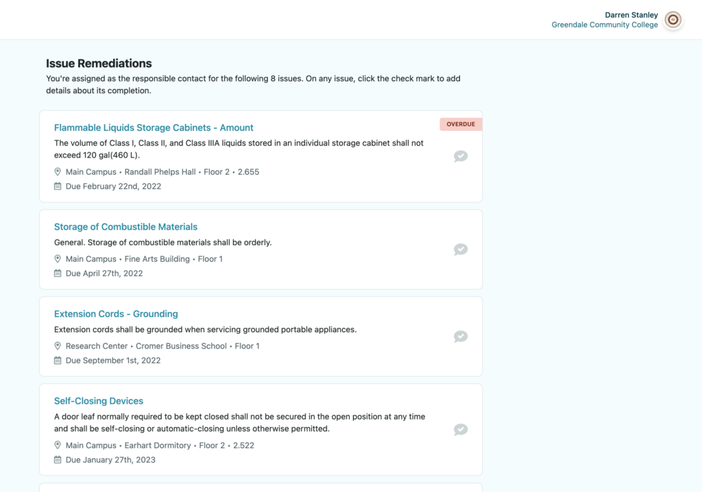 Issue Logging & Remediation EH&S Platform - CampusOptics