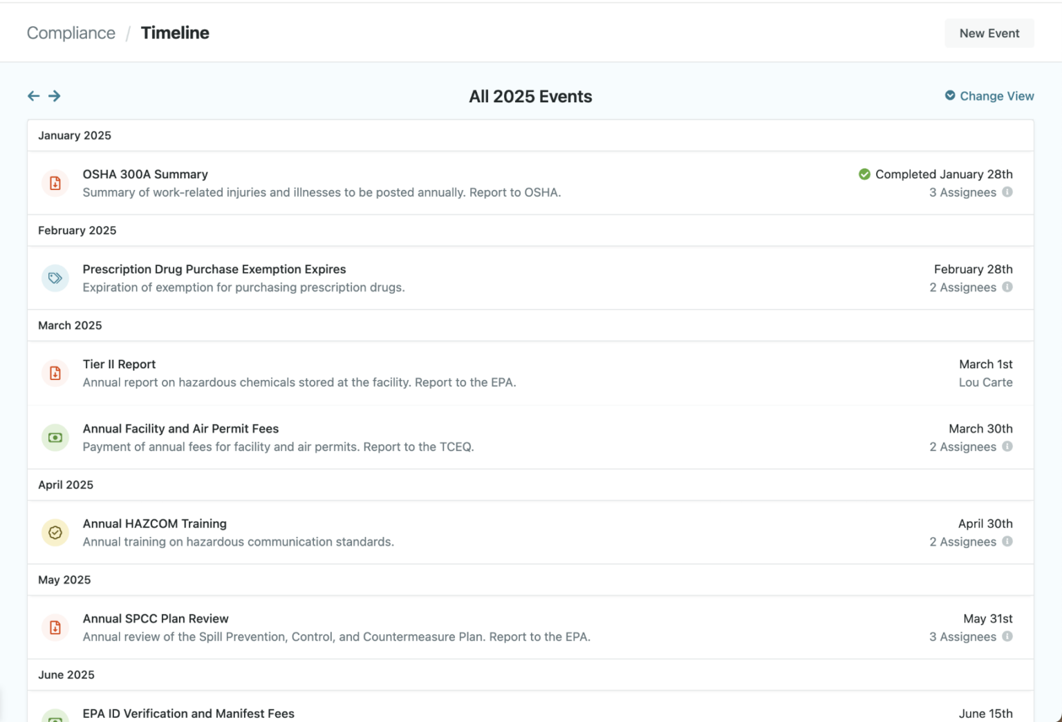 Compliance Calendar EH&S Platform - CampusOptics